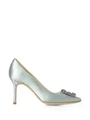 Manolo Blahnik Manolo Blahnik Hangisi Jewel-Buckle Pumps Blue
