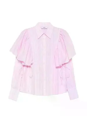 JIJIL Striped Ruffle Shirt - Pink