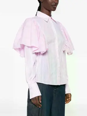JIJIL Striped Ruffle Shirt