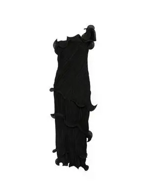 Cult Gaia One-shoulder Plissé Midi Dress - Black