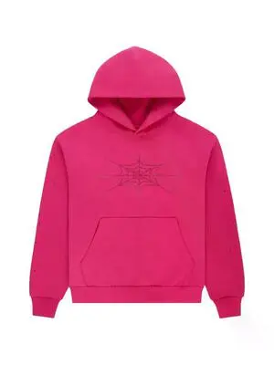 SP5DER Rhinestone Embellished Silk Hoodie - Pink