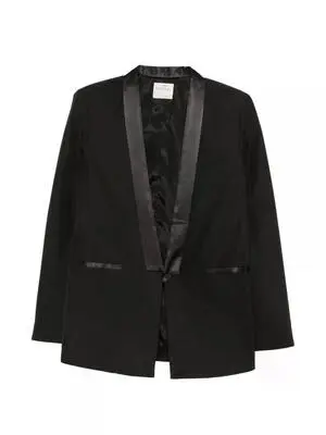 FORTE_FORTE Satin-trim Shawl-lapel Blazer - Black