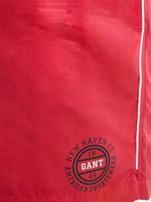 Gant Logo-print Drawstring Swim Shorts - Red