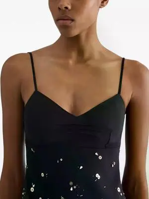 JIL SANDER Sequin And Crystal Embellished V-neck Top