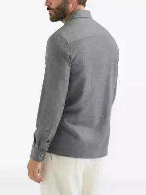 Brunello Cucinelli Virgin Wool Flannel Overshirt With Spread Collar And Chest Pockets