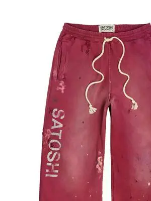 SATOSHI NAKAMOTO Distressed Paint-splatter Track Pants