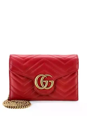 Gucci Matelasse Leather Mini Crossbody Bag - Red