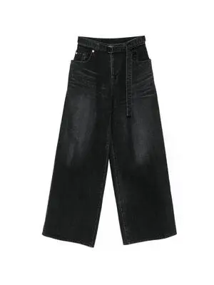 Sacai Belted Wide-leg Jeans - Black
