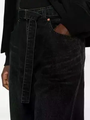 Sacai Belted Wide-leg Jeans - Black