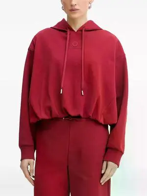 TRUSSARDI Embroidered Logo Drawstring Hoodie - Red
