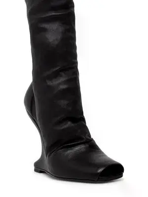 Rick Owens Thigh-high Sculptural Heel Open-toe Boots