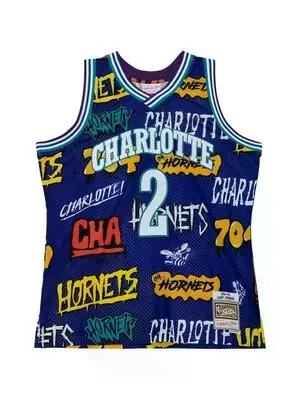 Mitchell & Ness Charlotte Hornets Graphic Print Vest - Blue