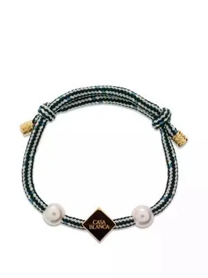 Casablanca Pearl-embellished Logo-plaque Bracelet