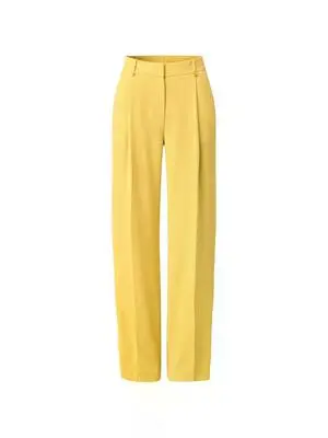 Elisabetta Franchi Logo Plaque Crepe Trousers - Yellow