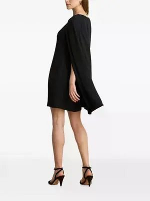 Ralph Lauren Georgette Textured Mini Dress With Cape Overlay