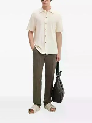 LES DEUX Logo-embroidered Pressed-crease Trousers