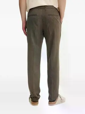 LES DEUX Logo-embroidered Pressed-crease Trousers