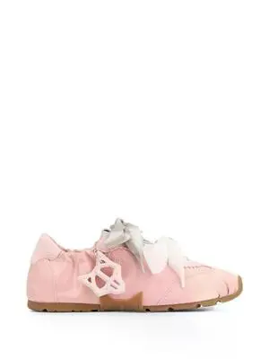 NAKED WOLFE Bow-embellished Satin Sneakers
