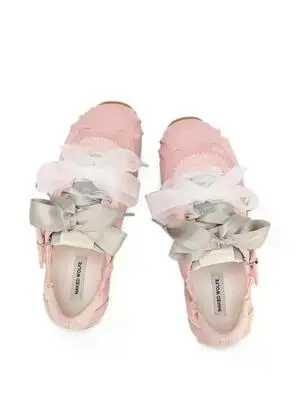 NAKED WOLFE Bow-embellished Satin Sneakers