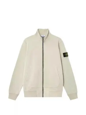 Stone Island Logo Patch Full-zip Sweater - Neutrals