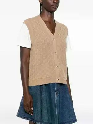 Maje Cable-knit Layered-effect Cardigan