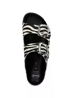 DR. SCHOLL'S SHOES Zebra-print Buckled Slides - White