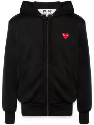Comme Des Garçons Heart-patch Zip-up Hoodie