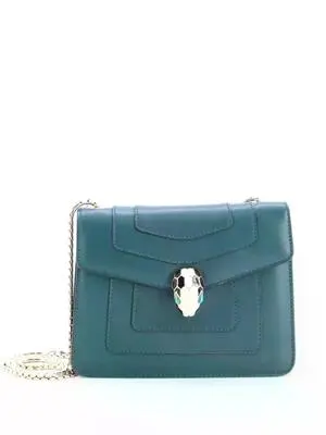 BVLGARI Serpenti Forever Square Shoulder Bag In Leather - Green