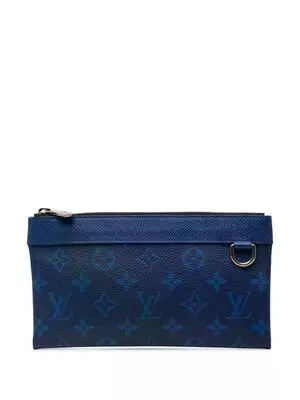 LOUIS VUITTON 2019 Monogram Taigarama Pochette Discovery Pm Clutch Bag - Blue