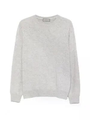 Canali Crew Neck Long Sleeve Fine Knit Sweater - Grey