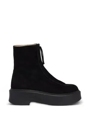 THE ROW Zip-up Suede Ankle Boots - Black
