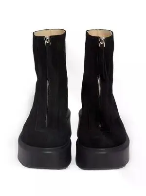 THE ROW Zip-up Suede Ankle Boots - Black