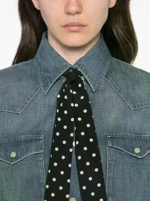 Valentino Garavani Polka-dot Tie Denim Midi Shirt Dress