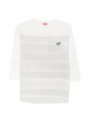 Kenzo Striped Three-quarter Sleeve Top - White