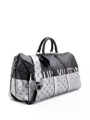 LOUIS VUITTON Keepall Bandouliere 50 Monogram Eclipse Split Canvas Travel Bag