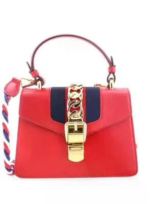 Gucci Sylvie Leather Mini Satchel Top Handle Bag - Red