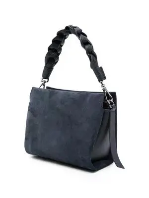 COCCINELLE Braided Handle Suede Tote Bag - Blue