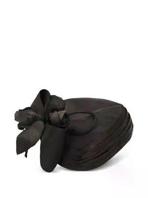Vintage Bow-embellished Floral Detail Hat - Black