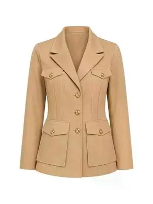 Elisabetta Franchi Single-breasted Jacket With Flap Pockets - Neutrals