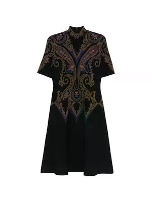 Etro Paisley-pattern Mock-neck Midi Dress - Black