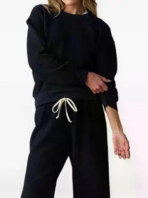THE LADY AND THE SAILOR Everyday" Drawstring Wide-leg Textured Pants