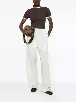 Prada Light Melange Effect Elasticated Waist Wide Leg Track Pants - Grey