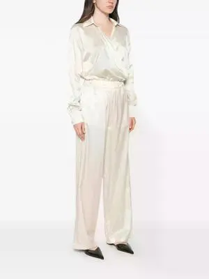 JIJIL Beige Satin Wide-leg Jumpsuit With Elasticated Waistband