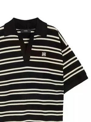 Amiri Ma-monogram Striped Knit Polo