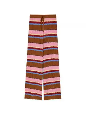 Guest In Residence Striped Rib-knit Trousers - Brown