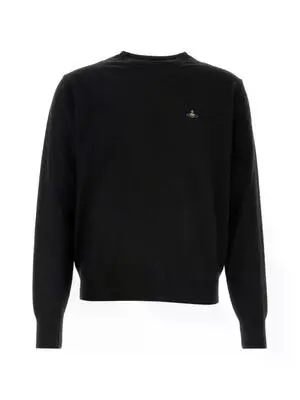 VIVIENNE WESTWOOD Orb Embroidered Crew Neck Sweater - Black