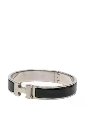 Hermès Enamel And Palladium Plated Metal H Bracelet - Black