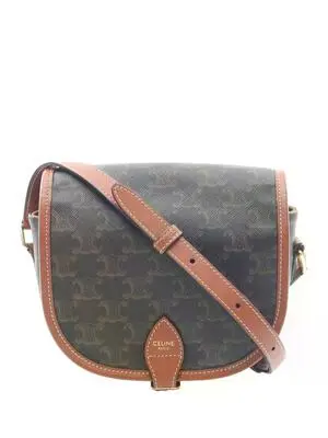 Celine Medium Triomphe Coated Canvas Folco Crossbody Bag - Brown