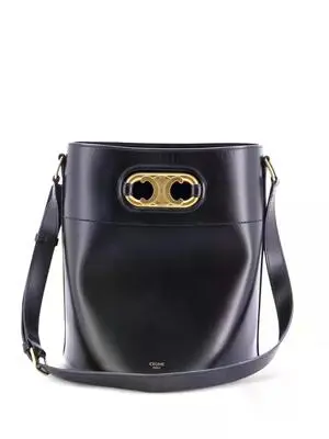 Celine Celine Maillon Triomphe Leather Medium Bucket Bag Black