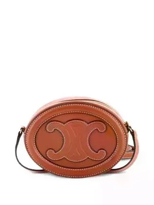 Celine Triomphe Oval Leather Mini Crossbody Bag - Brown